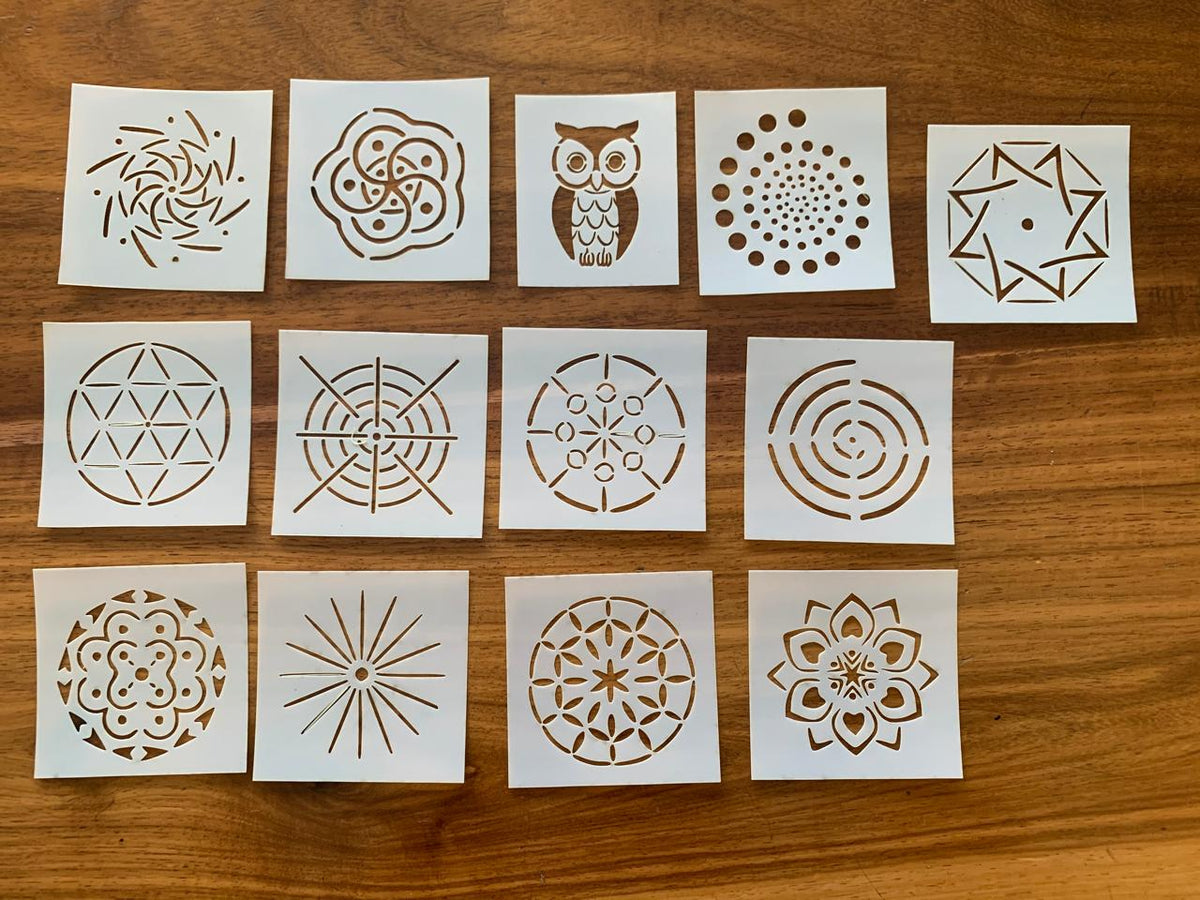 802 - Collection of 13 Rock or Coaster stencils – Periwinkle Studio